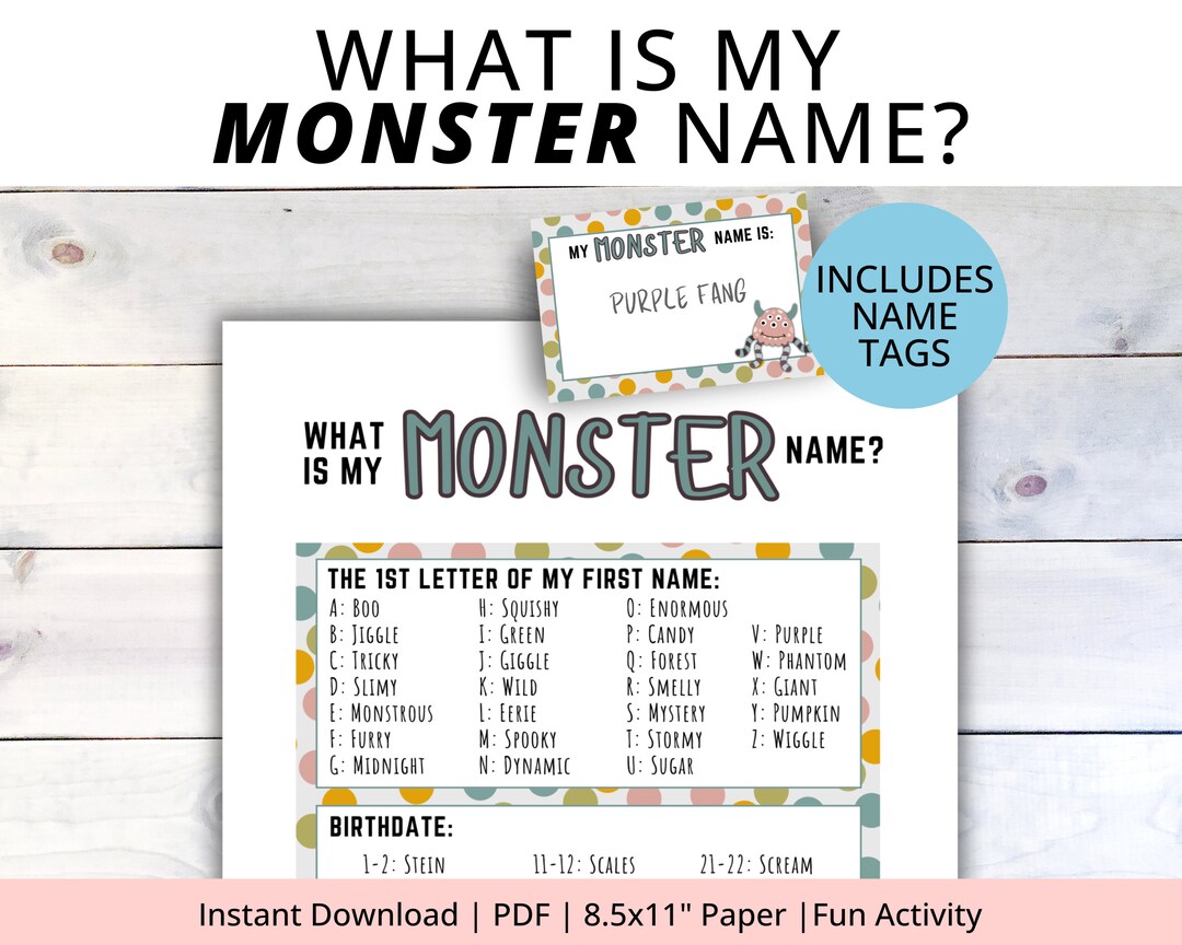 What's My Monster Name? Printable Halloween Activity That's Fun and ...