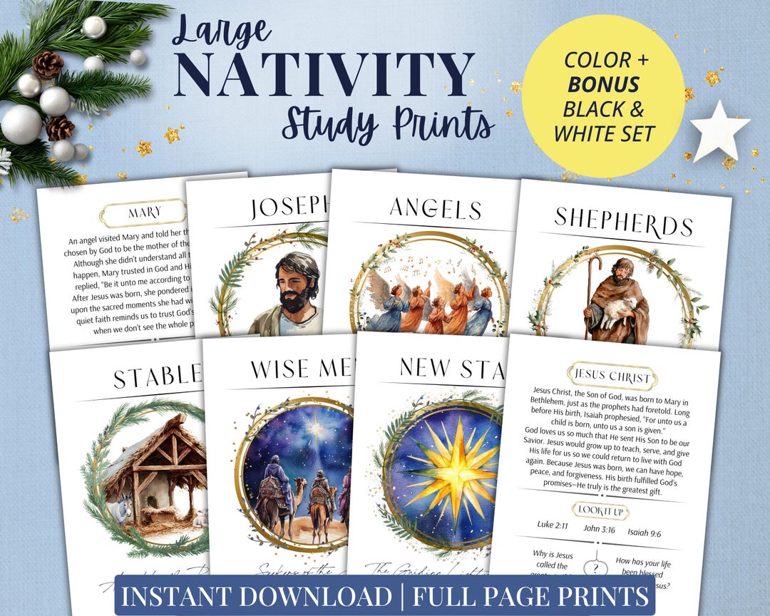 Large Nativity Story Cards | Nativity Printable | the Birth of Jesus ...