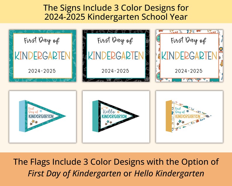 Kindergarten School Flags and Signs | 2024 School Year | First Day of ...
