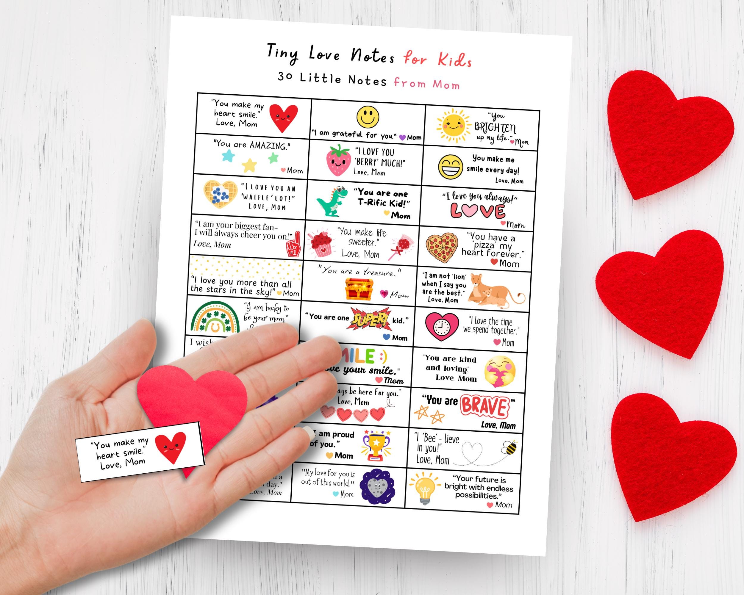 Love Notes for Kids | Tiny Love Notes From Mom | 30 Little Love Notes ...