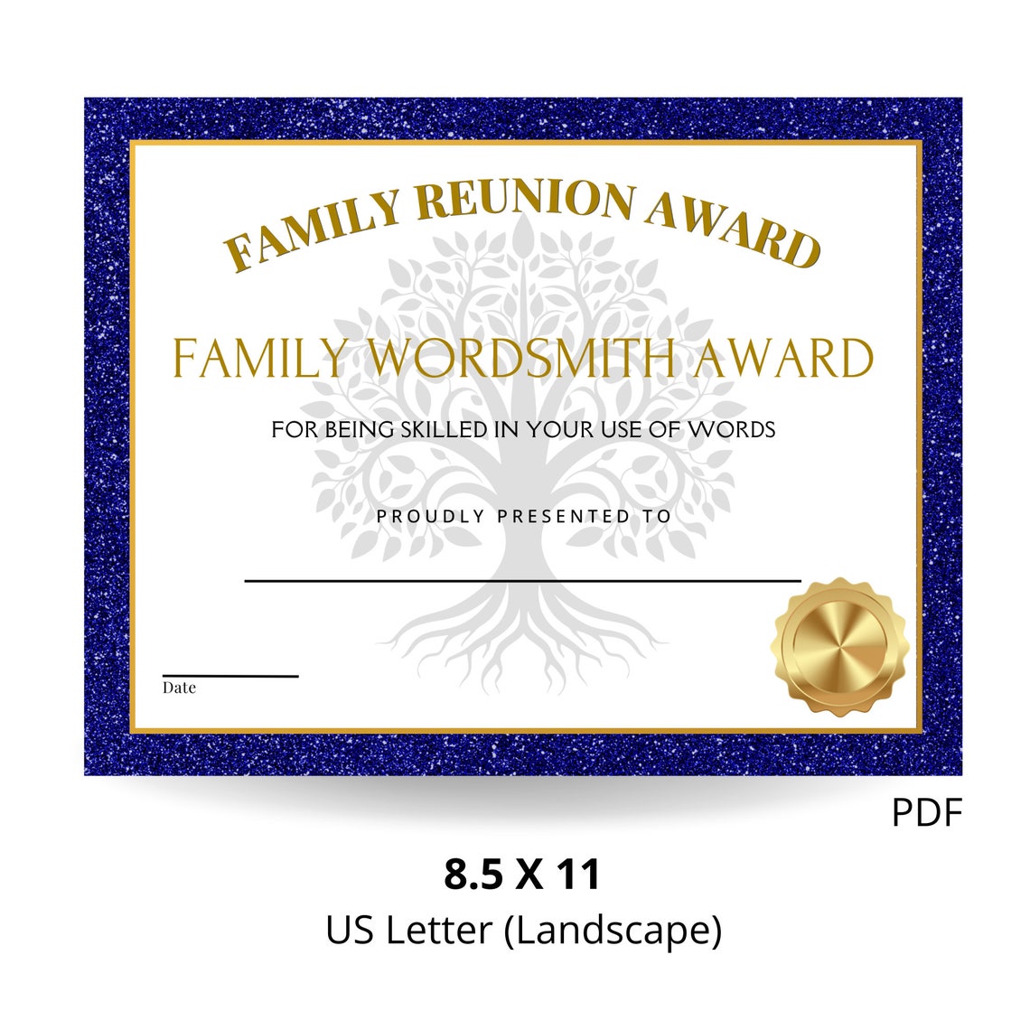 Family Reunion Awards, Printable Award Certificates to Use at Family ...