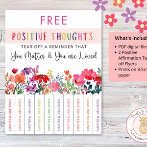 Positive Thoughts Tear off Flyer | I Am Affirmations Cards | Growth ...