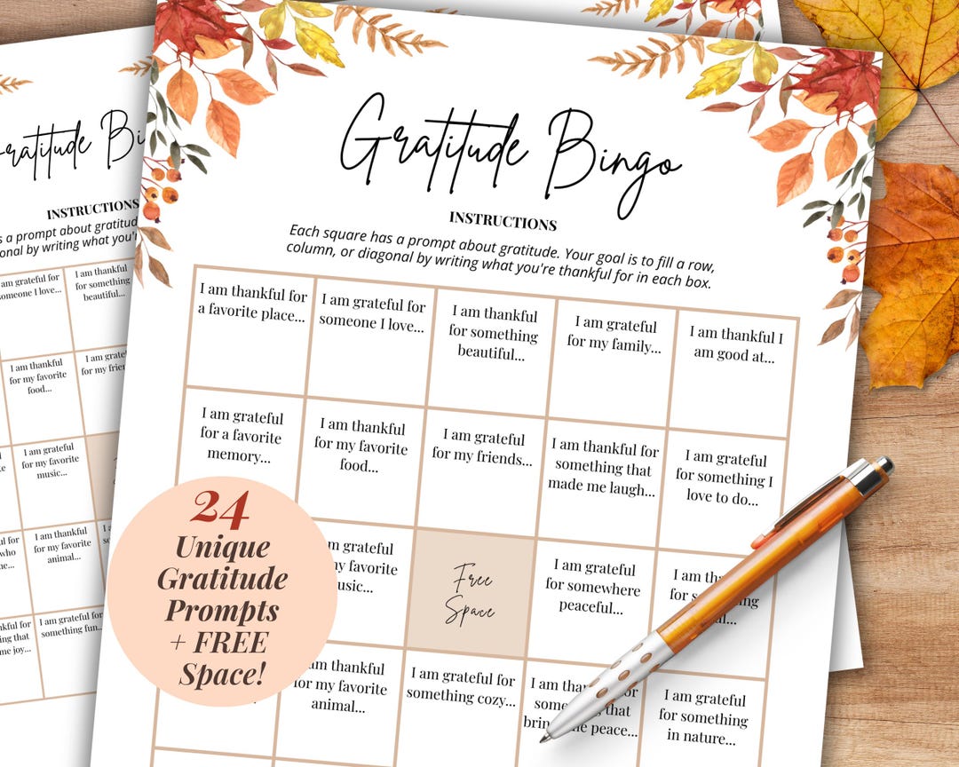 Gratitude Bingo | Thanksgiving Gratitude Game | I Am Thankful for ...