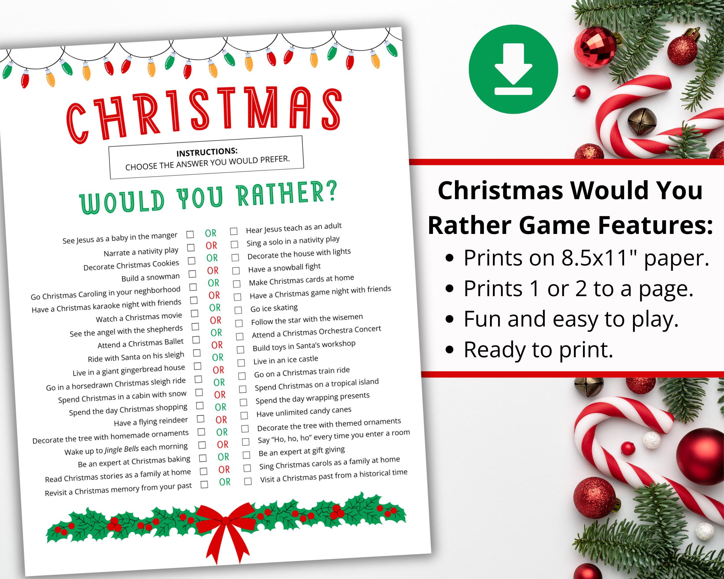 Christmas Would You Rather Game | Christmas Trivia | Christmas ...