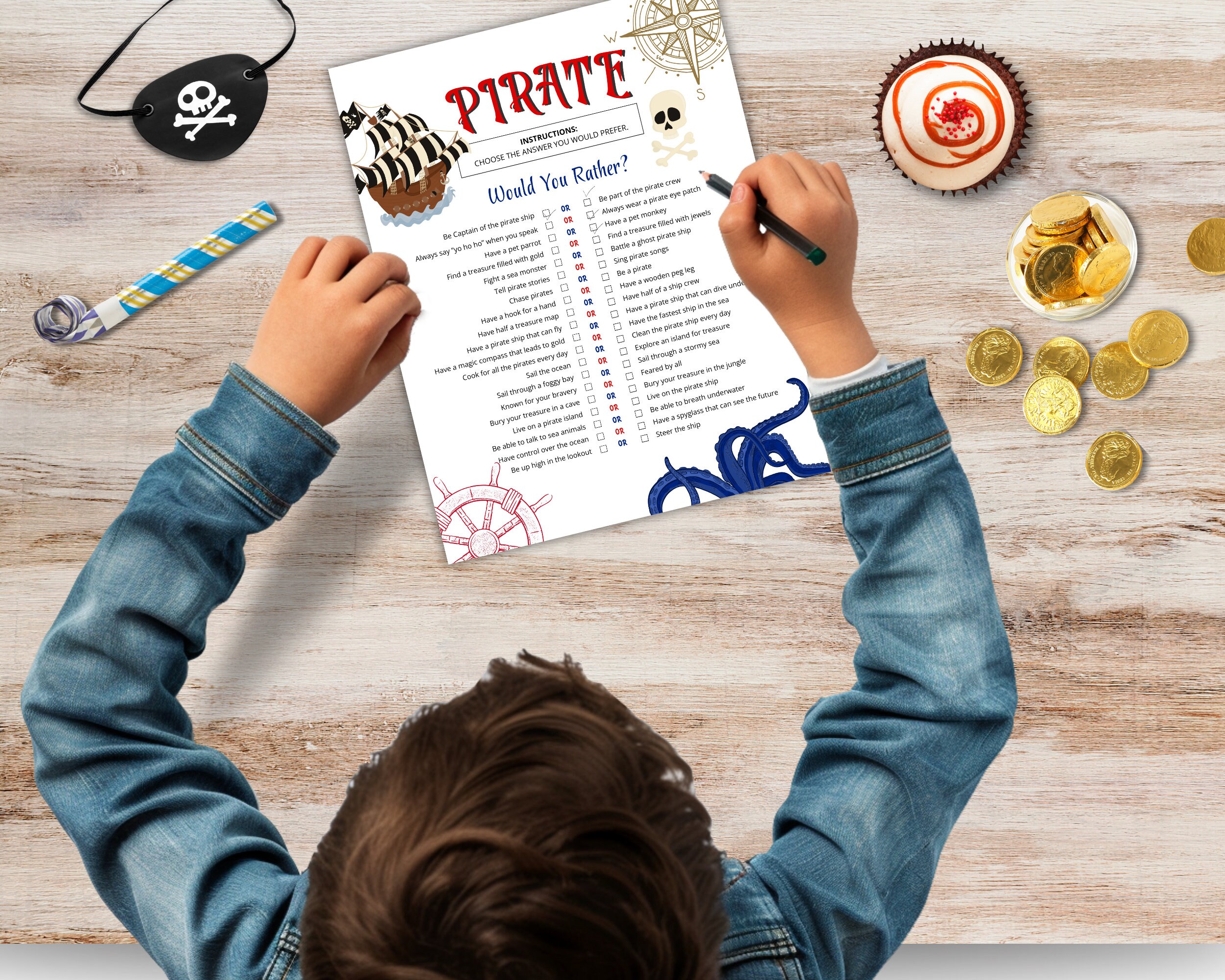 Pirate Would You Rather Printable Game | Party Icebreaker | Pirate ...