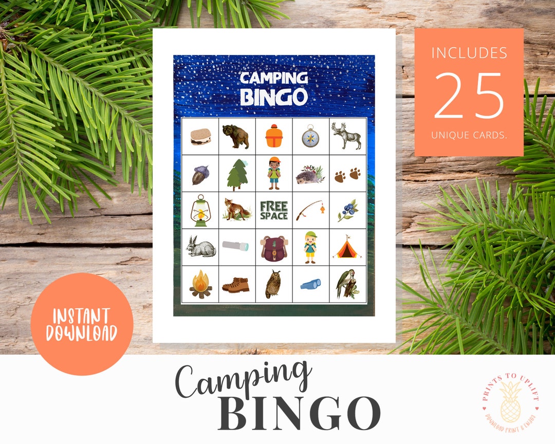 Camping Bingo | 25 Unique Bingo Boards | Fun Bingo Game for Camp ...