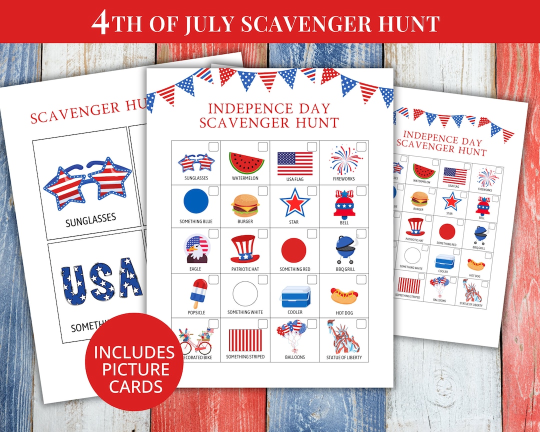 4th of July Scavenger Hunt Game | Independence Day Activity for Kids ...