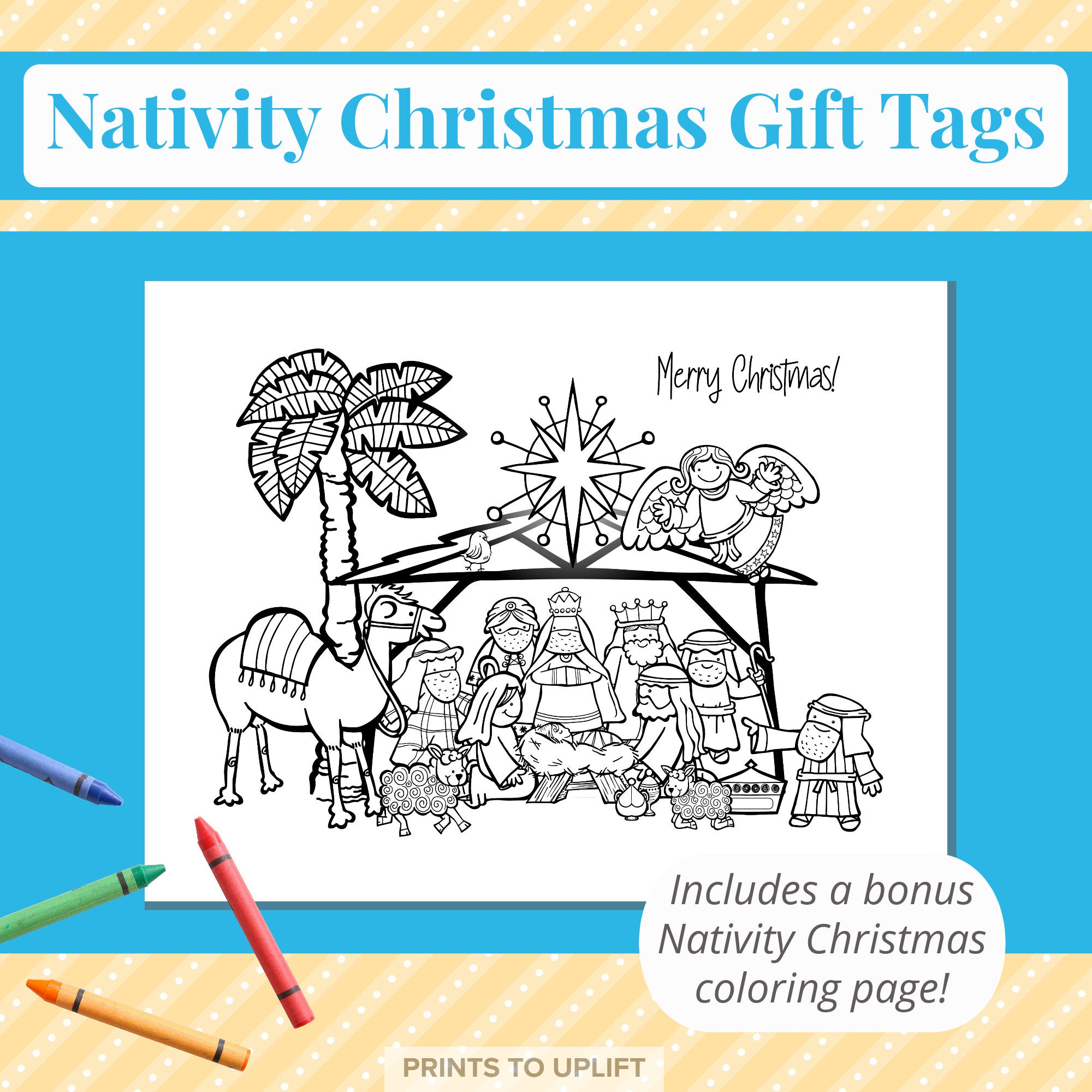 Nativity Christmas Gift Tags, Printable, for Kids, Christian, 8.5x11 ...