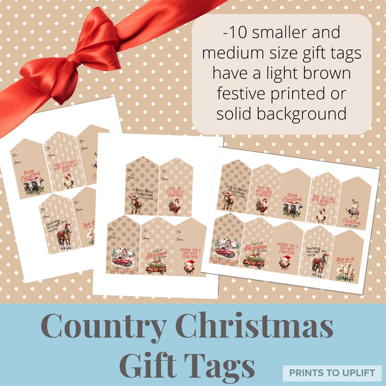 Country Christmas Gift Tags, Farm Animals, Barn, Printable, Instant ...