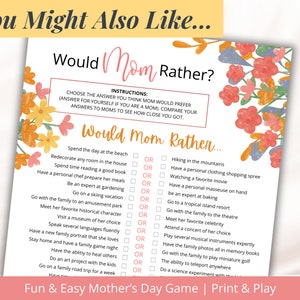 Mother's Day Trivia Game | Mom's Day Printable | Quiz for Adults and ...