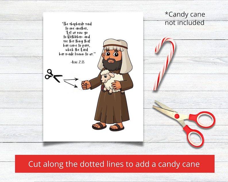 Christmas Shepherd Candy Cane Holder | Luke 2 Christmas Story Handout ...