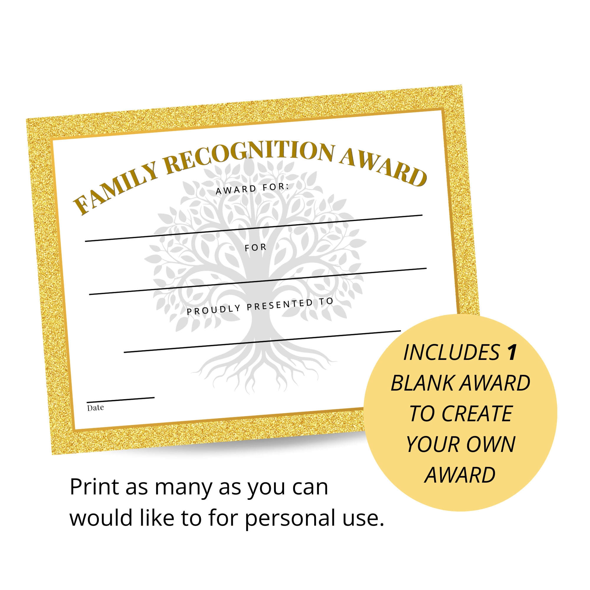 Family Award Certificates, Printable Recognition Awards for Family ...