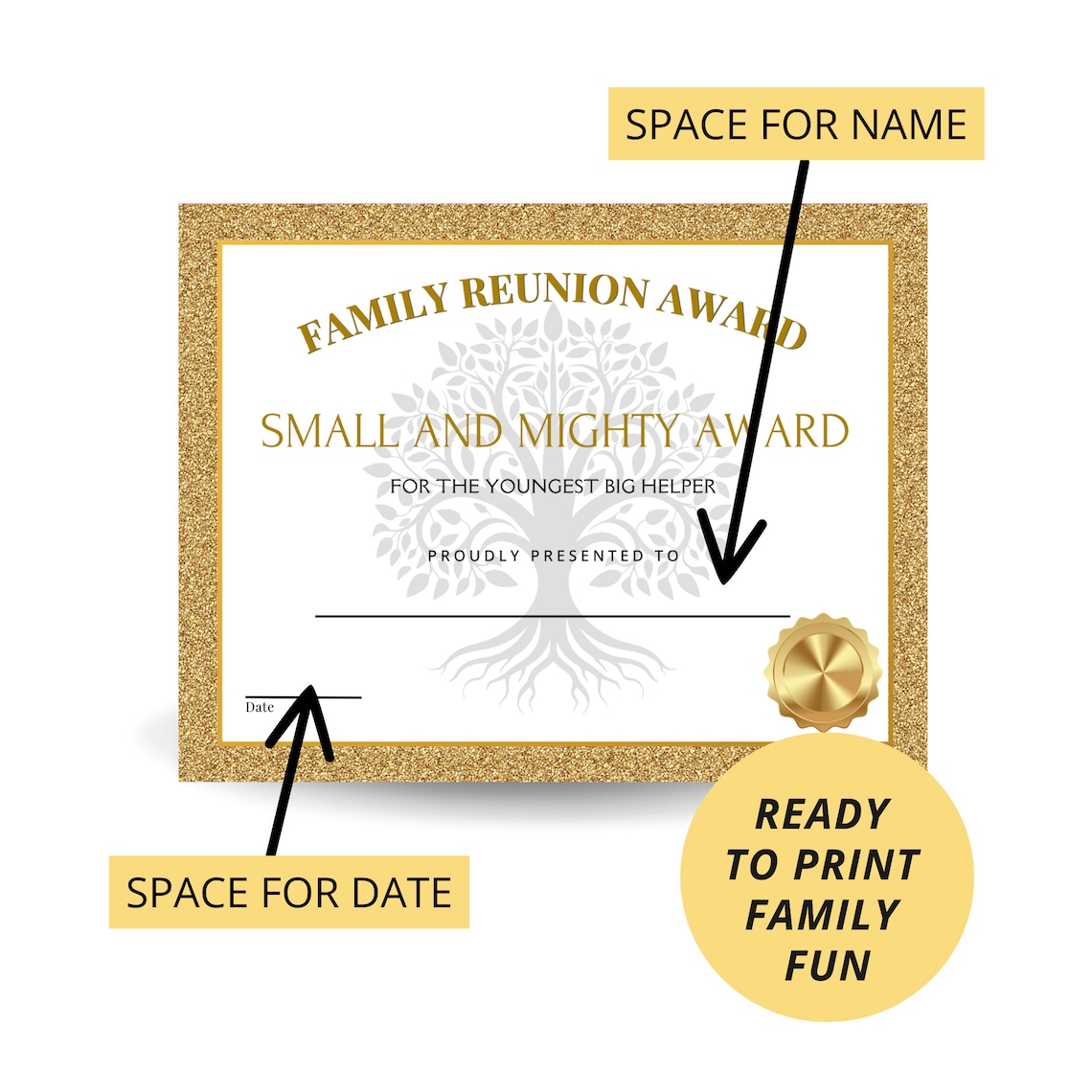 Family Reunion Awards, Printable Award Certificates to Use at Family ...