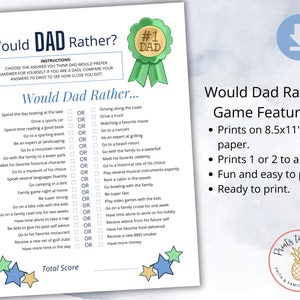 Father's Day Would Dad Rather Game | Printable PDF | This or That Game ...