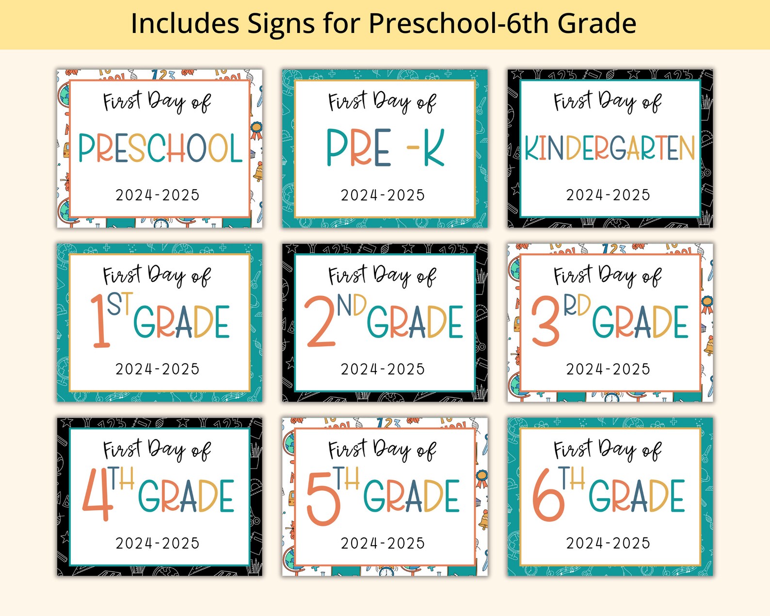 Back to School Flags and Sign Bundle | Preschool Through 6th Grade ...