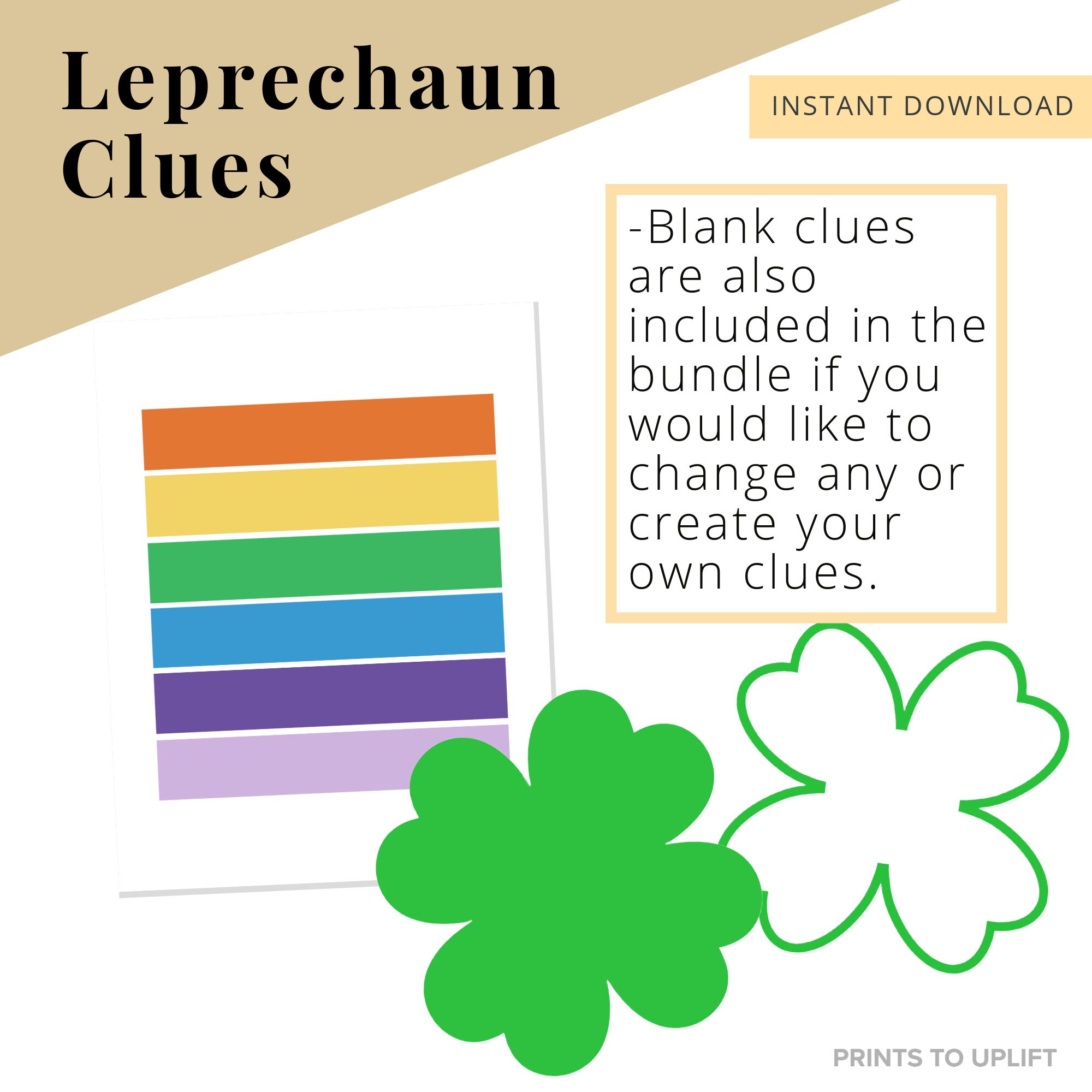 Leprechaun Clues Treasure Hunt Saint Patrick's Day Trap Clover Rainbow ...