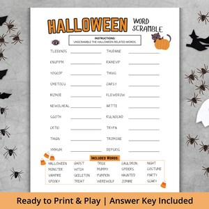 Halloween Word Scramble | Answer Key Included | Printable Halloween ...