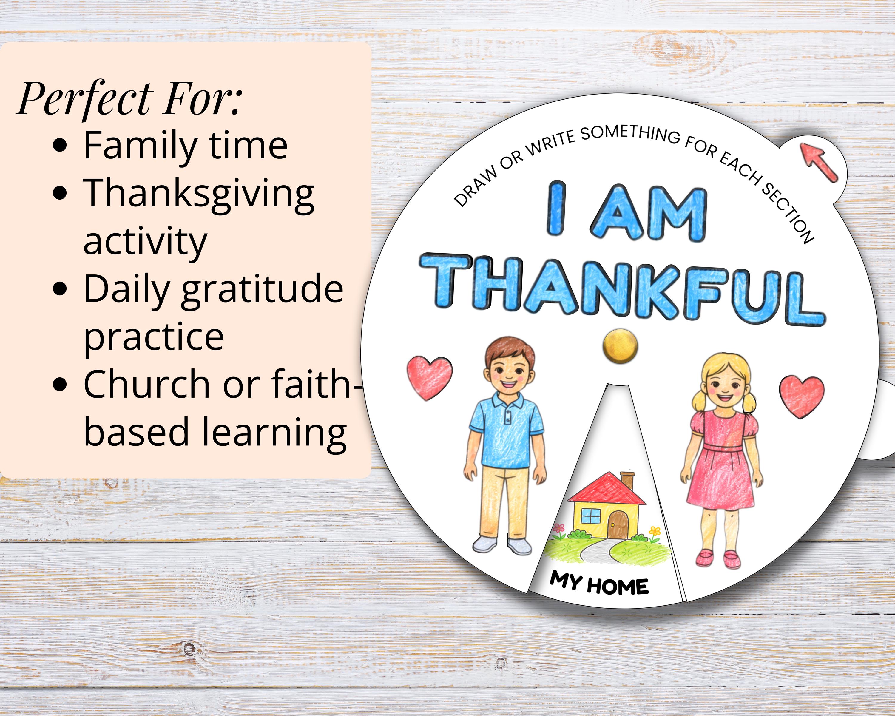Gratitude Coloring Spinner Wheel Activity for Kids, Thankful Craft ...