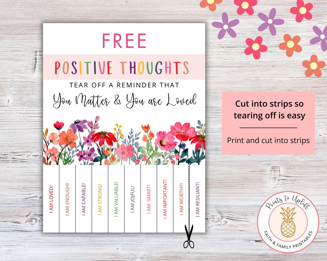 Positive Thoughts Tear off Flyer | I Am Affirmations Cards | Growth ...