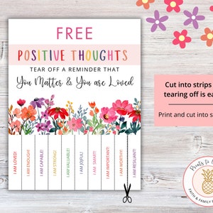 Positive Thoughts Tear off Flyer | I Am Affirmations Cards | Growth ...