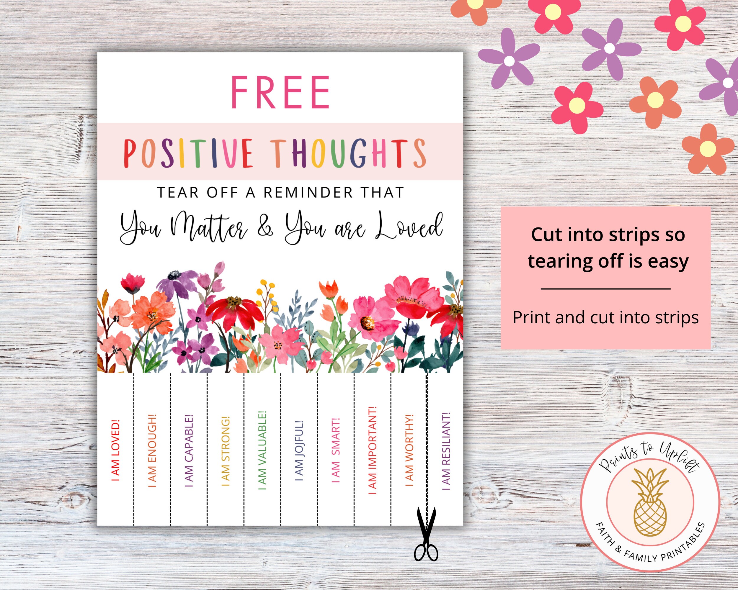 Positive Thoughts Tear off Flyer | I Am Affirmations Cards | Growth ...