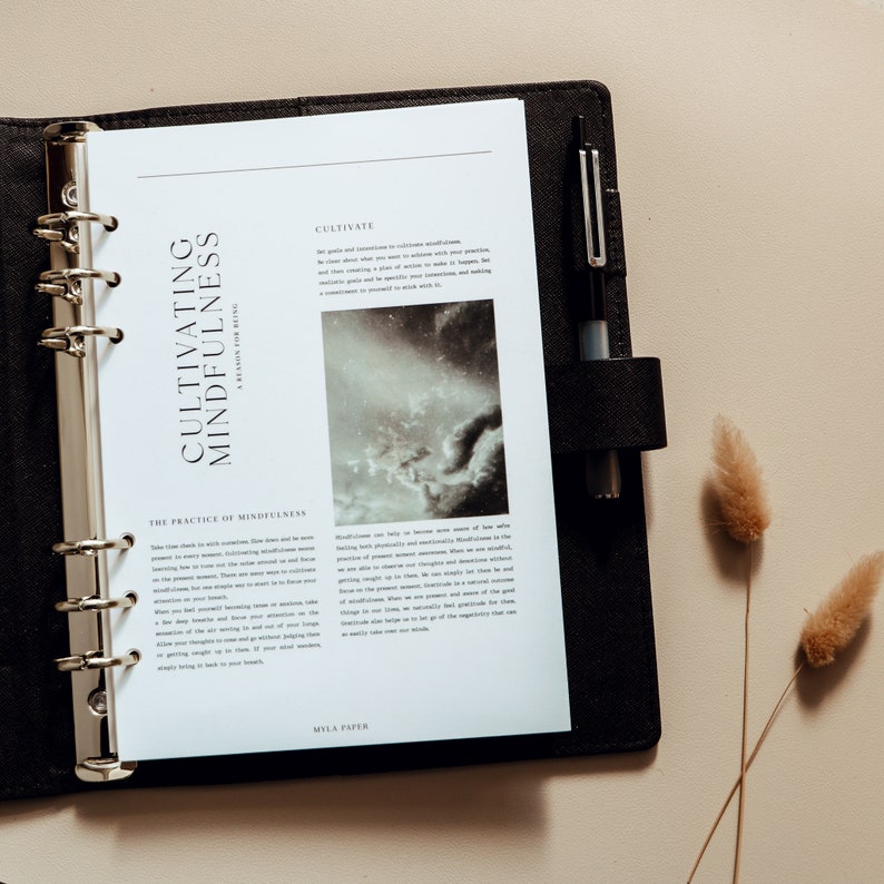 Aesthetic Minimal Cultivate Mindfulness Planner Dashboard A5 A6 Planner ...