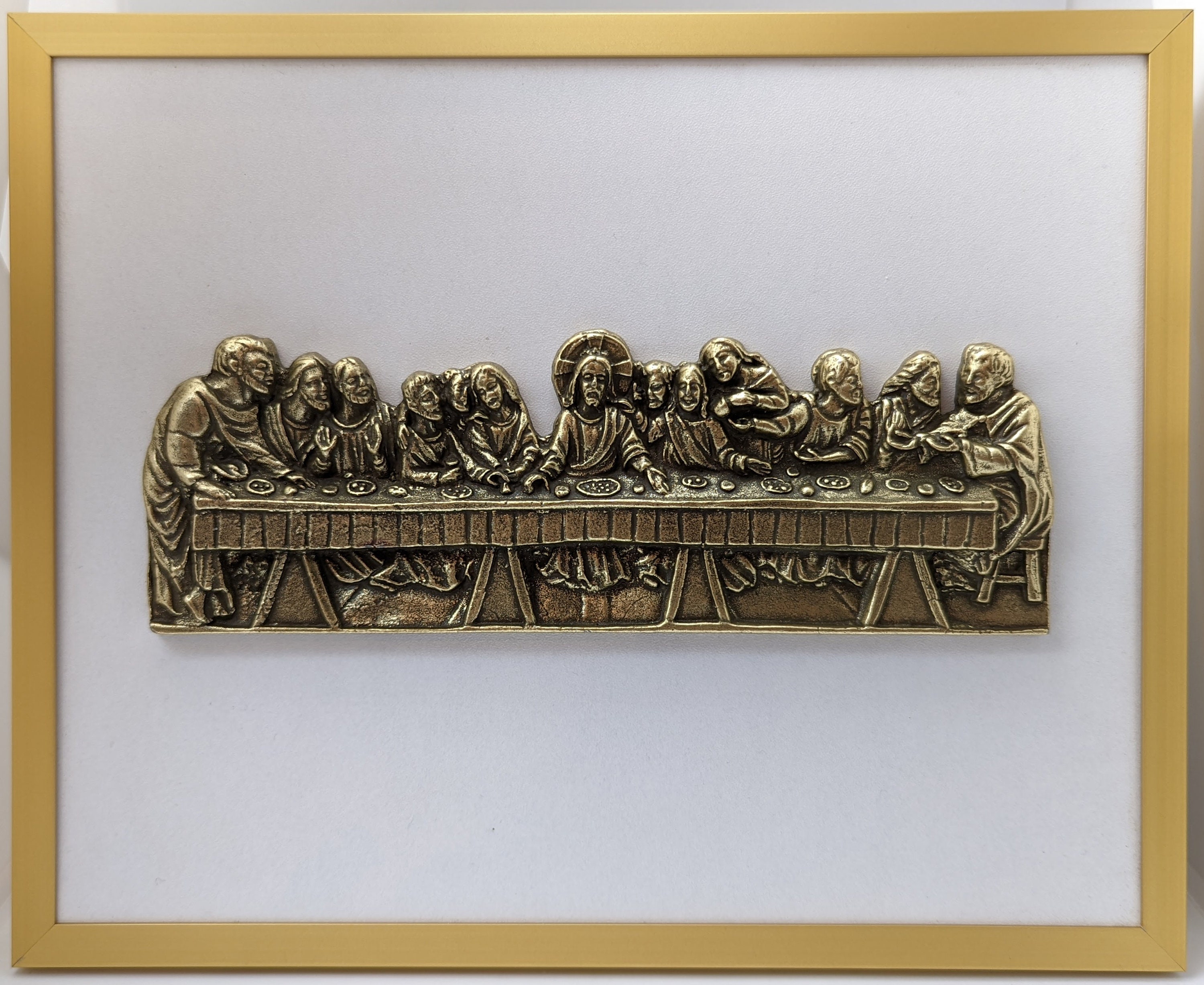 Last Supper Frame, Gold Metal Last Supper, Religious Present, Easter ...