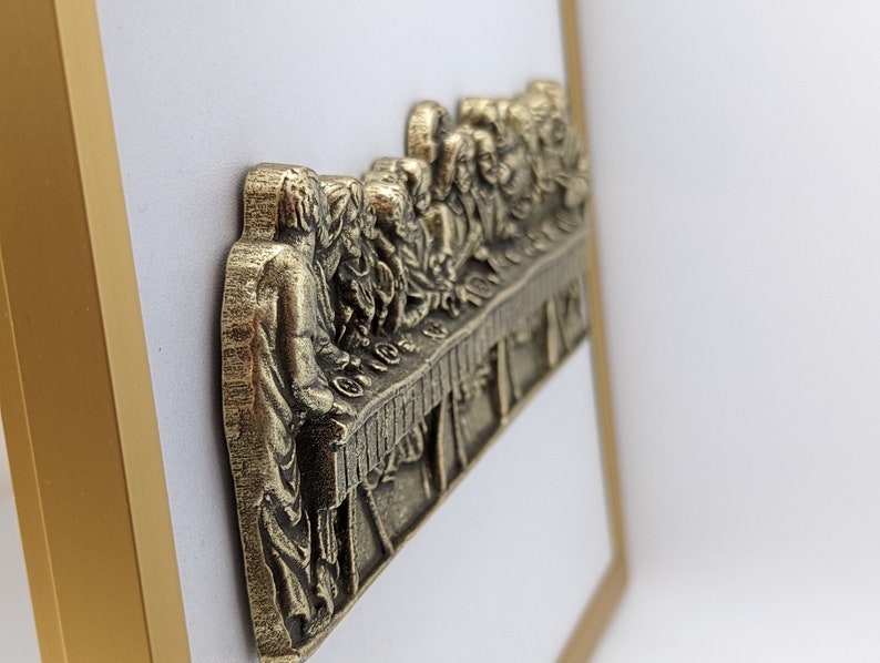 Last Supper Frame, Gold Metal Last Supper, Religious Present, Easter ...