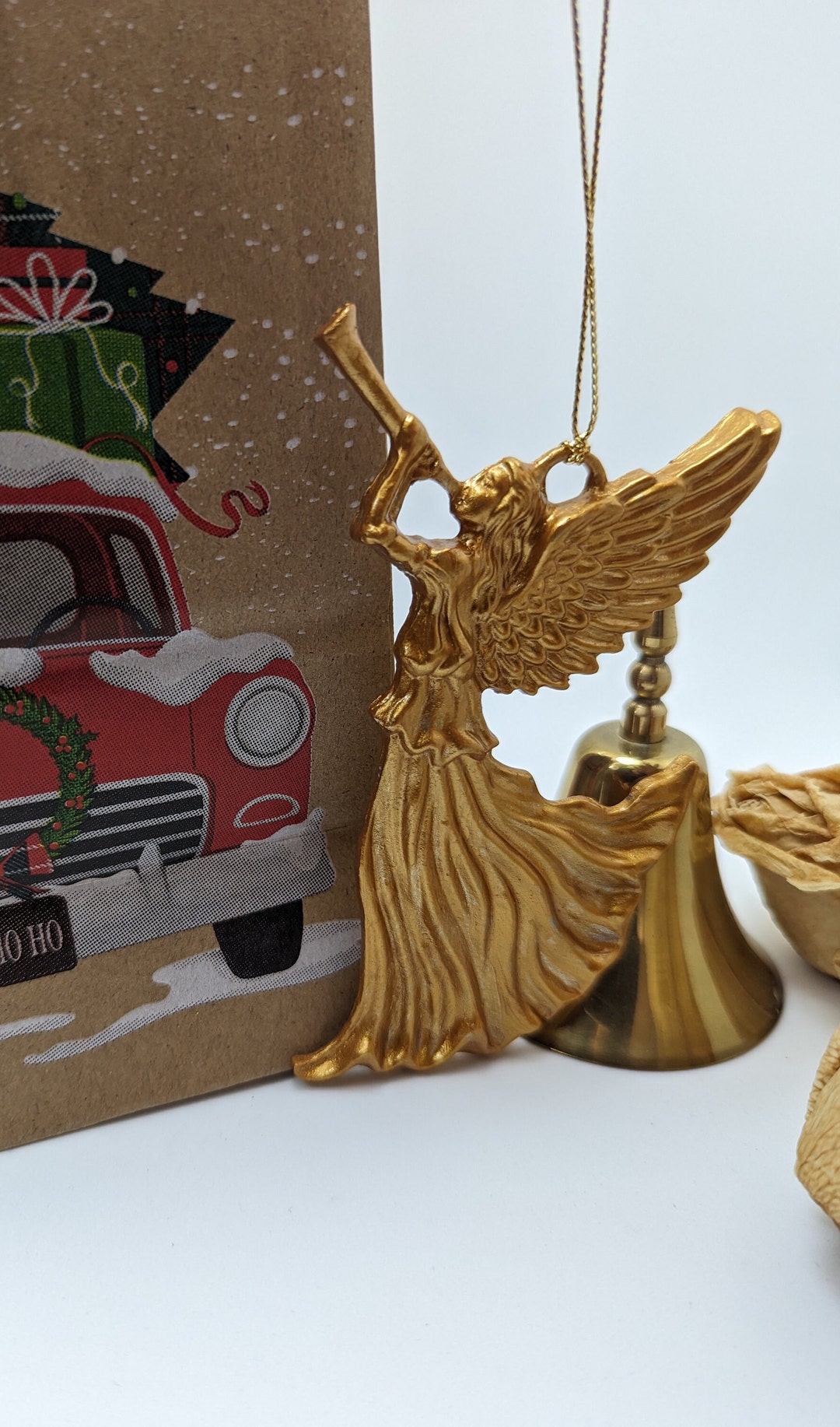 Gold Angel Christmas Ornament, Angel Xmas Tree Ornament, Angel Tree ...