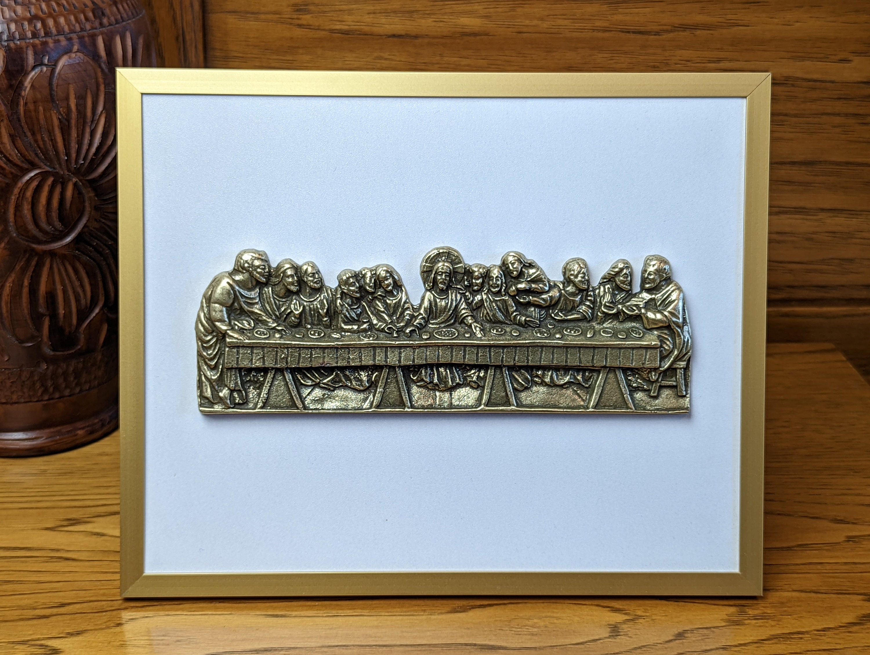 Last Supper Frame, Gold Metal Last Supper, Religious Present, Easter ...
