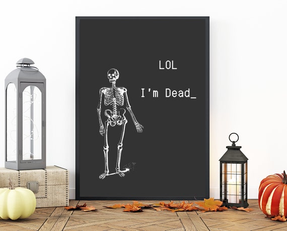 Funny Skeleton Halloween Art Fall Printable Art Halloween - Etsy