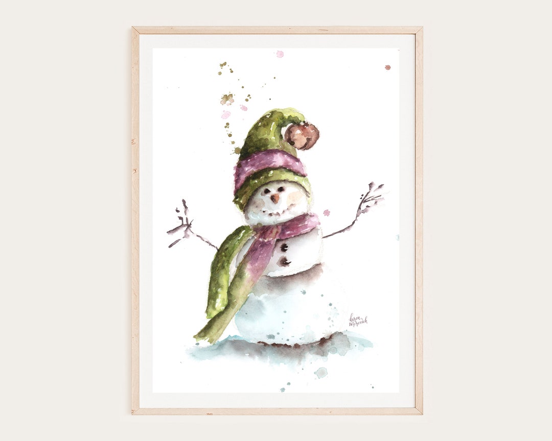 Snowman Watercolor Painting, Instant Digital Download, Printable ...