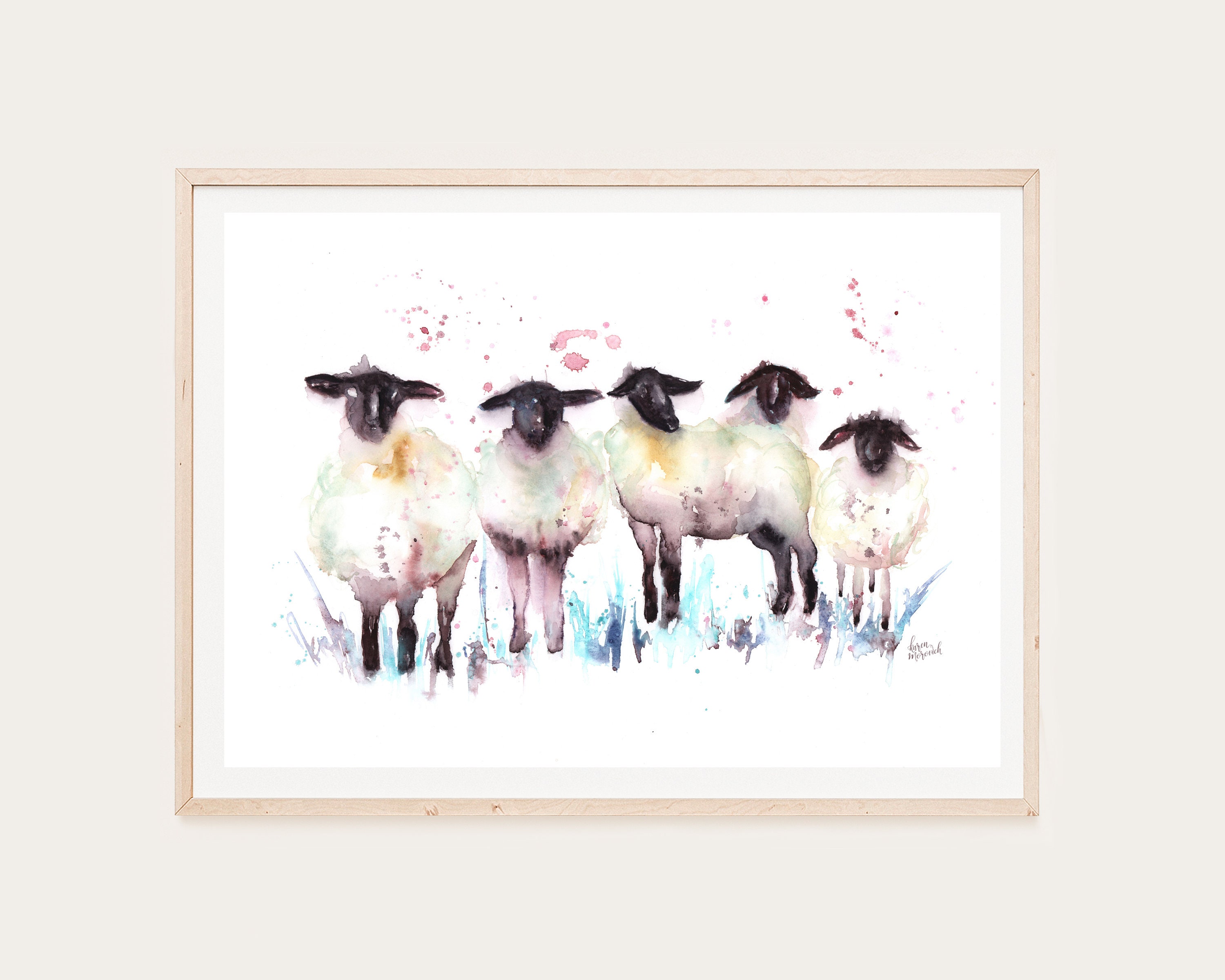 Sheep Watercolor Painting, Instant Digital Download, Printable, Hand ...