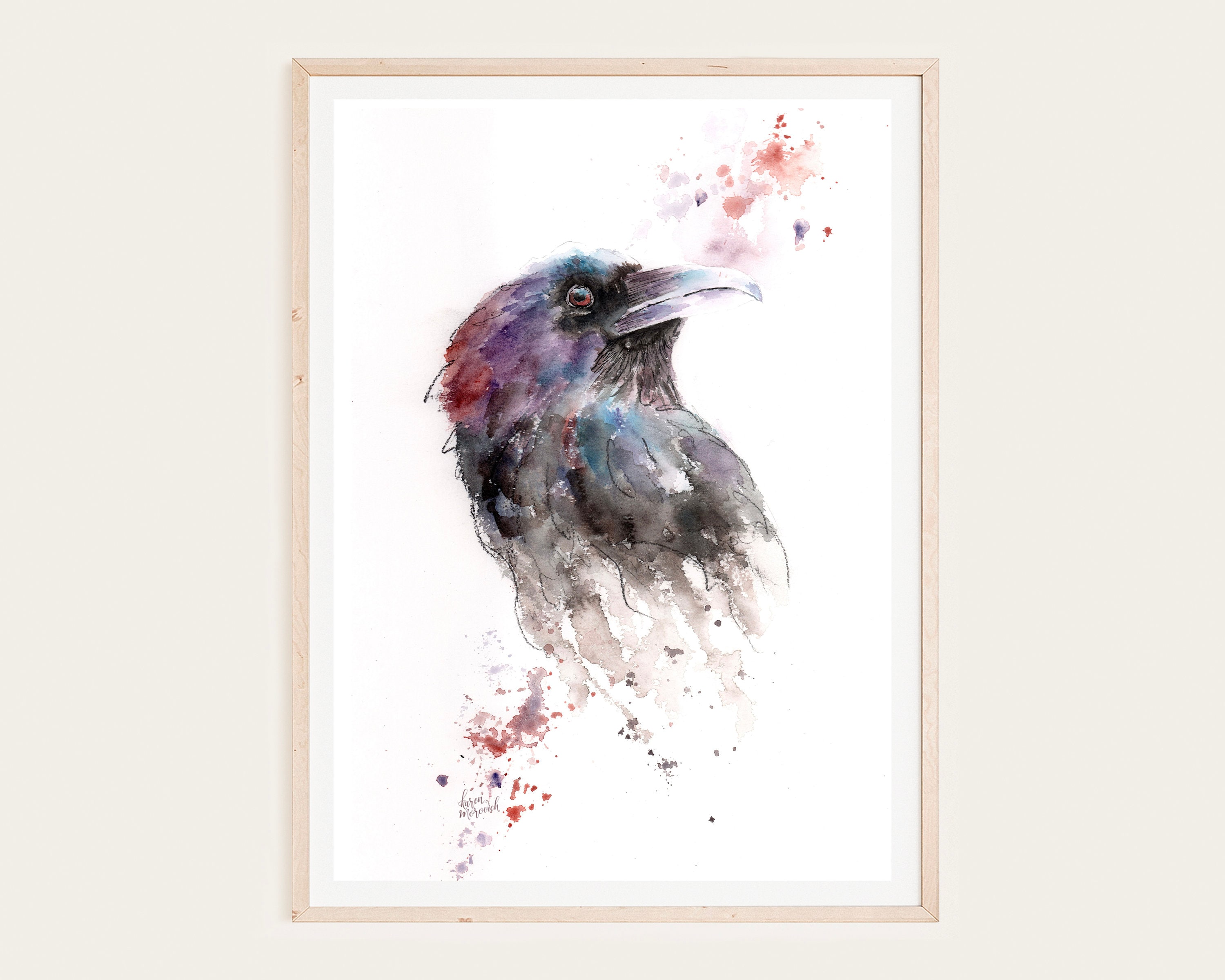 Raven Watercolor Painting, Instant Digital Download, Printable, , Wall ...