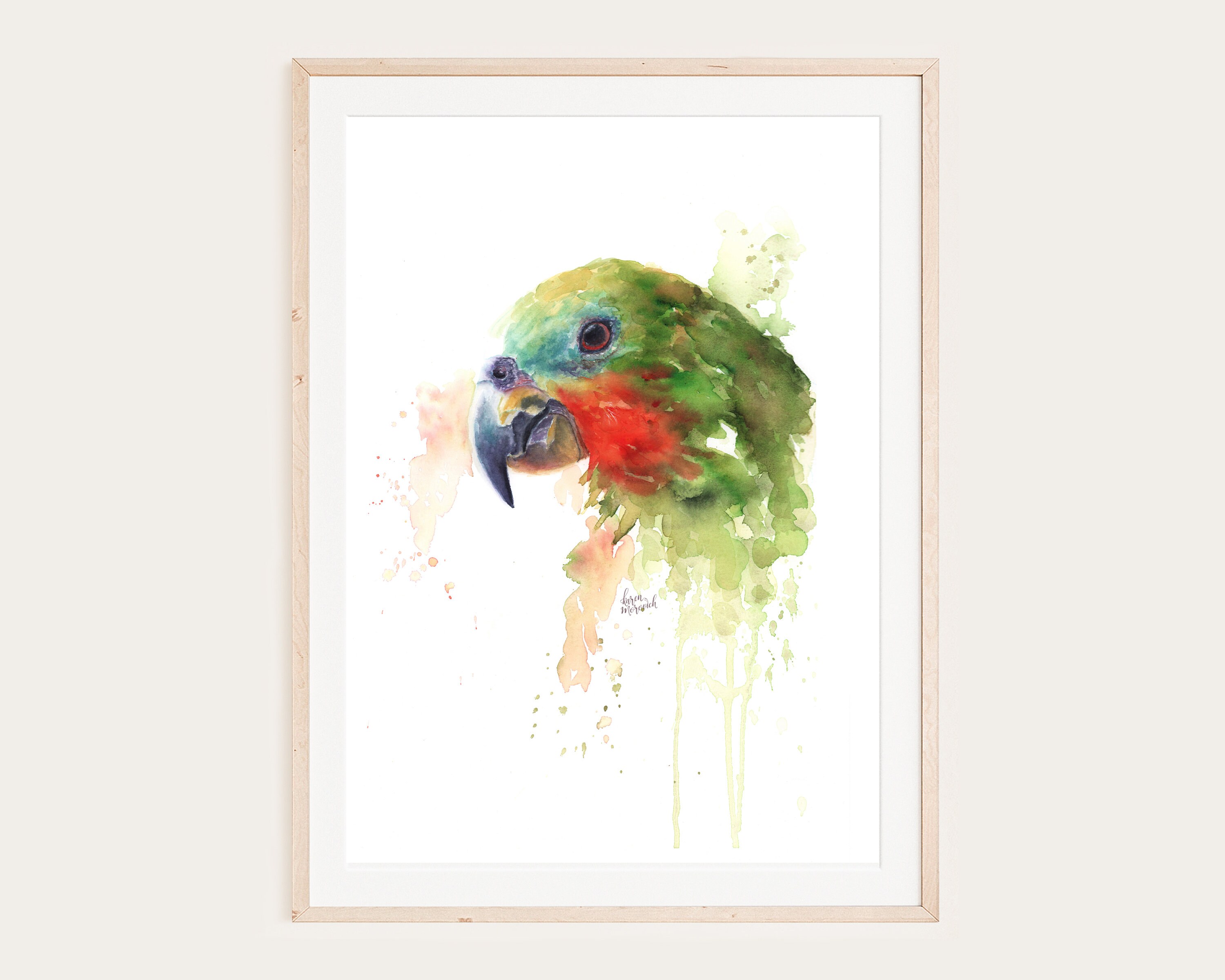 Green Parrot Watercolor Painting Instant Digital Download - Etsy