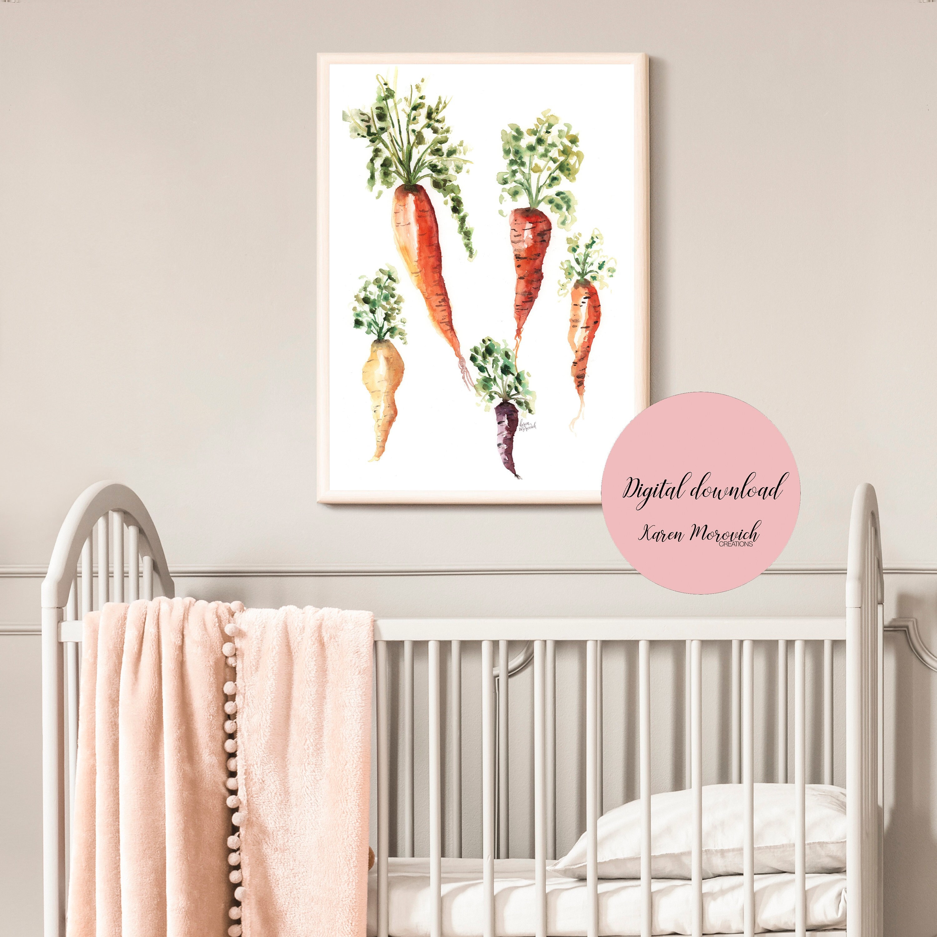 Carrots Watercolor Painting, Instant Digital Download, Printable, Hand ...