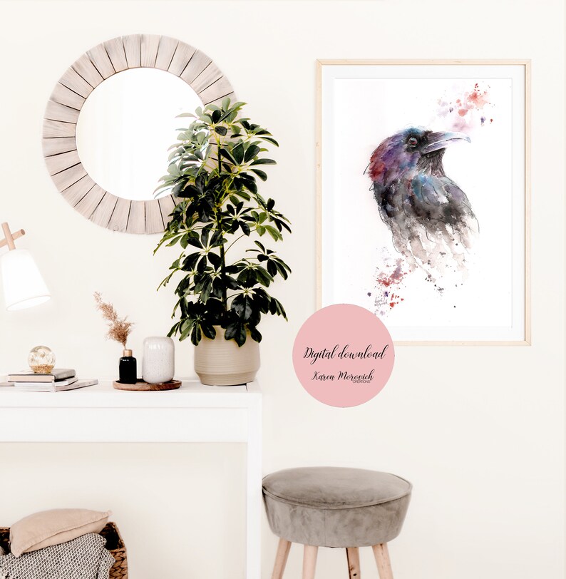 Raven Watercolor Painting Instant Digital Download - Etsy