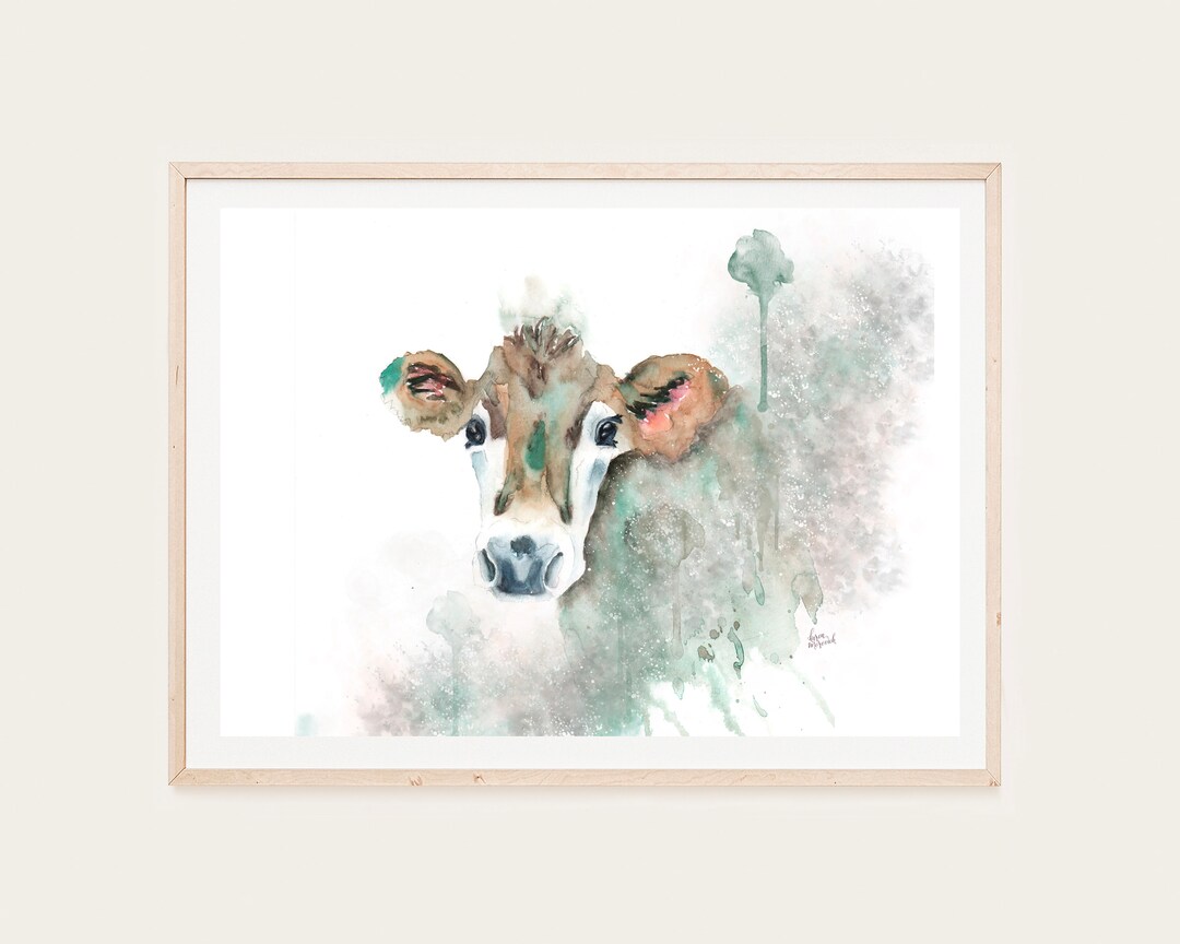 Cow Watercolor Painting, Instant Digital Download, Printable, , Wall ...