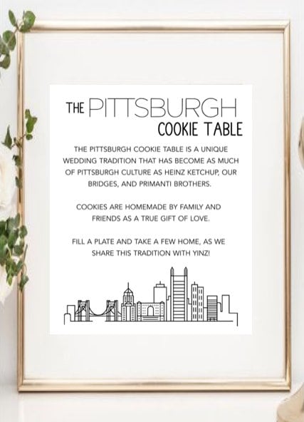 Pittsburgh Cookie Table Description Printable 8x10 Sign With Pittsburgh Skyline | Simple Design ...