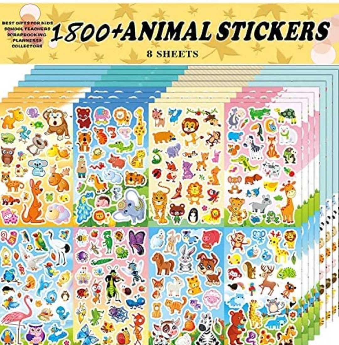 Animal Stickers Assortment Set 8 Sheets 1800 Count 16 - Etsy