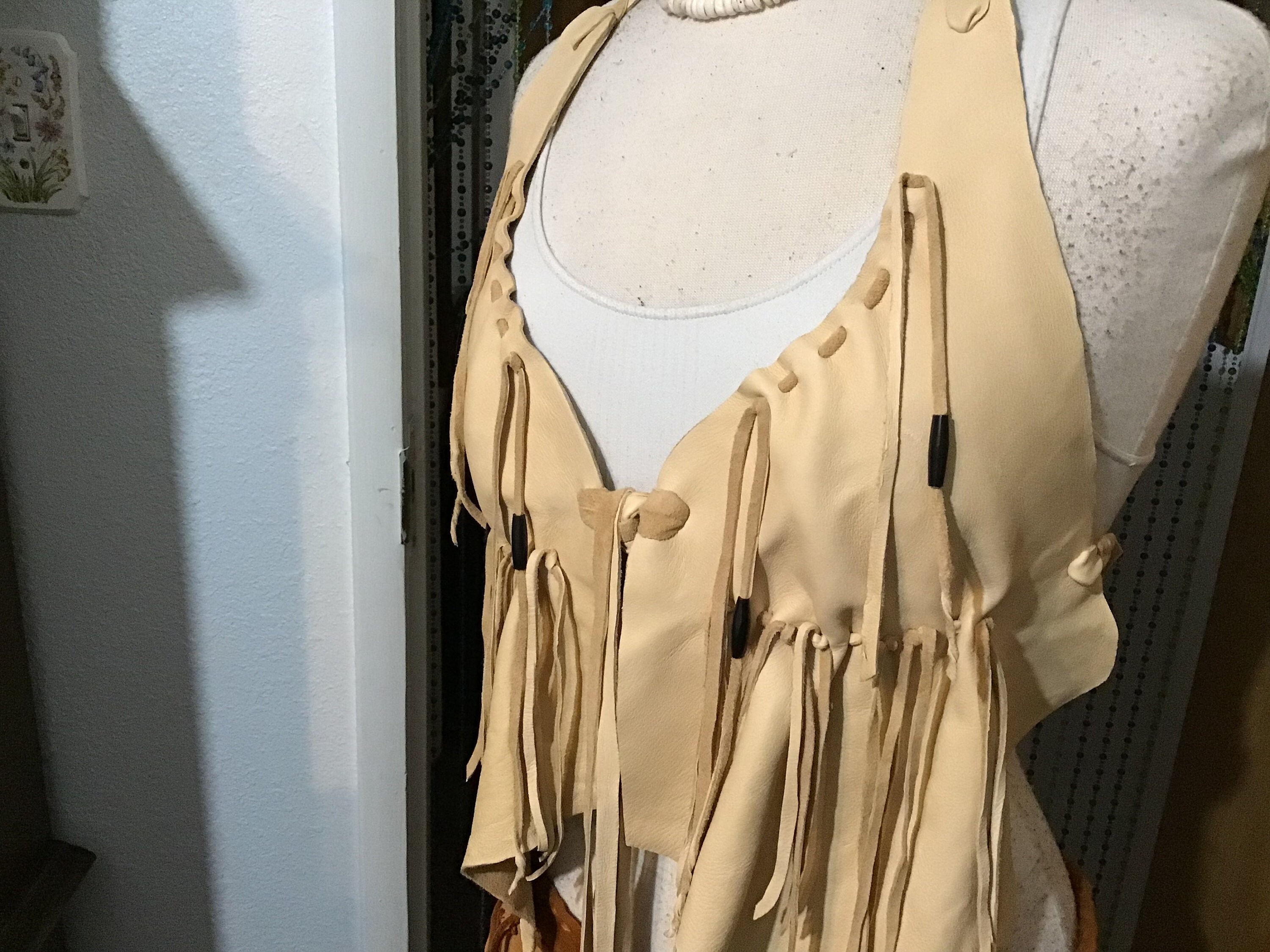 Golden Cream Color Top Grade Soft Buckskin Leather Halter Top - Etsy