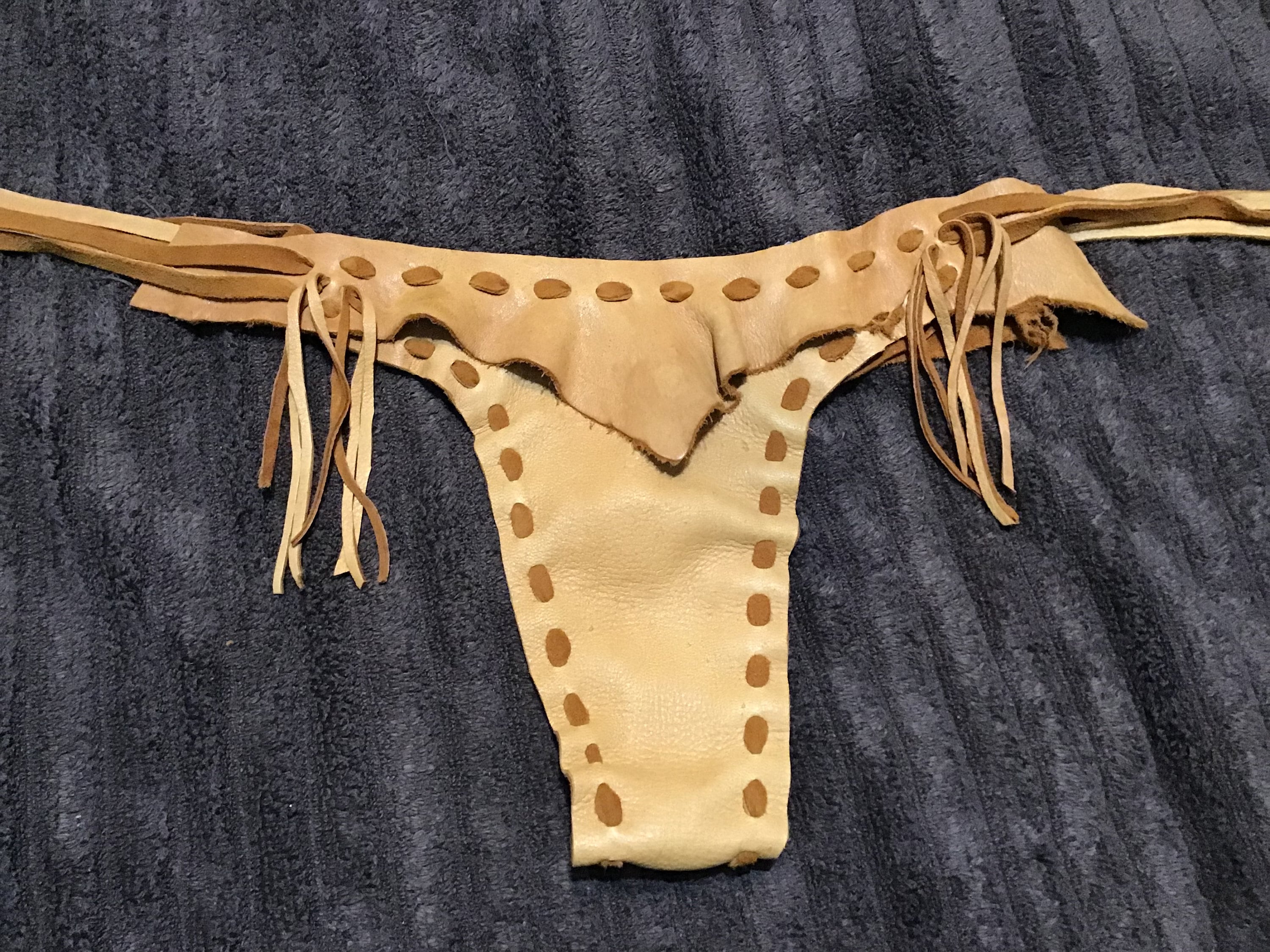 Top Quality Tobacco Color Deer Leather Bikini Set With Loin Cloth Etsy