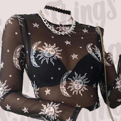 Mesh Constellation Top See Through Stars Black Magic Goth - Etsy