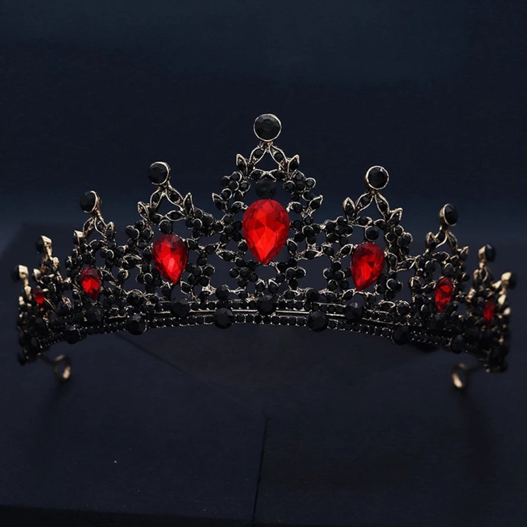 Vintage Baroque Goth Black Tiara Crown Ruby Red Emerald Green - Etsy