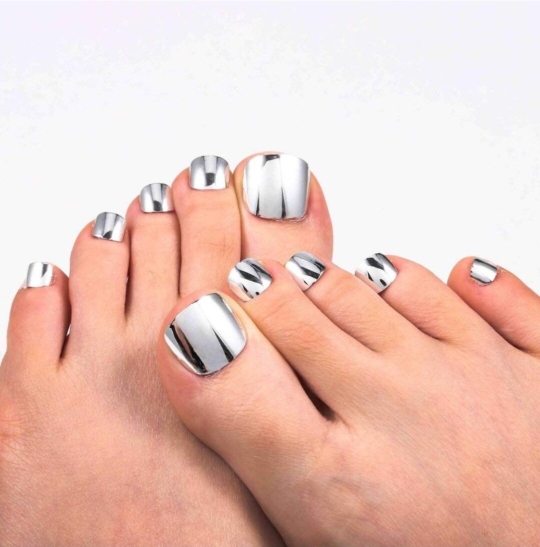 Silver And Black Toenails