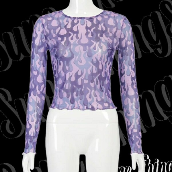 Mesh Top Long Sleeve - Etsy
