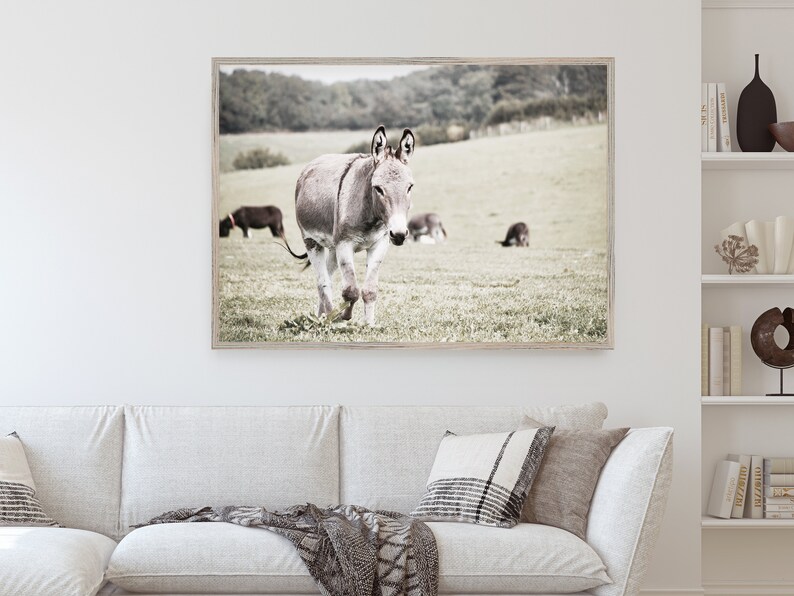 Farm Donkey Printable, Gray Mule Wall Art, Rustic Country Print, Modern ...