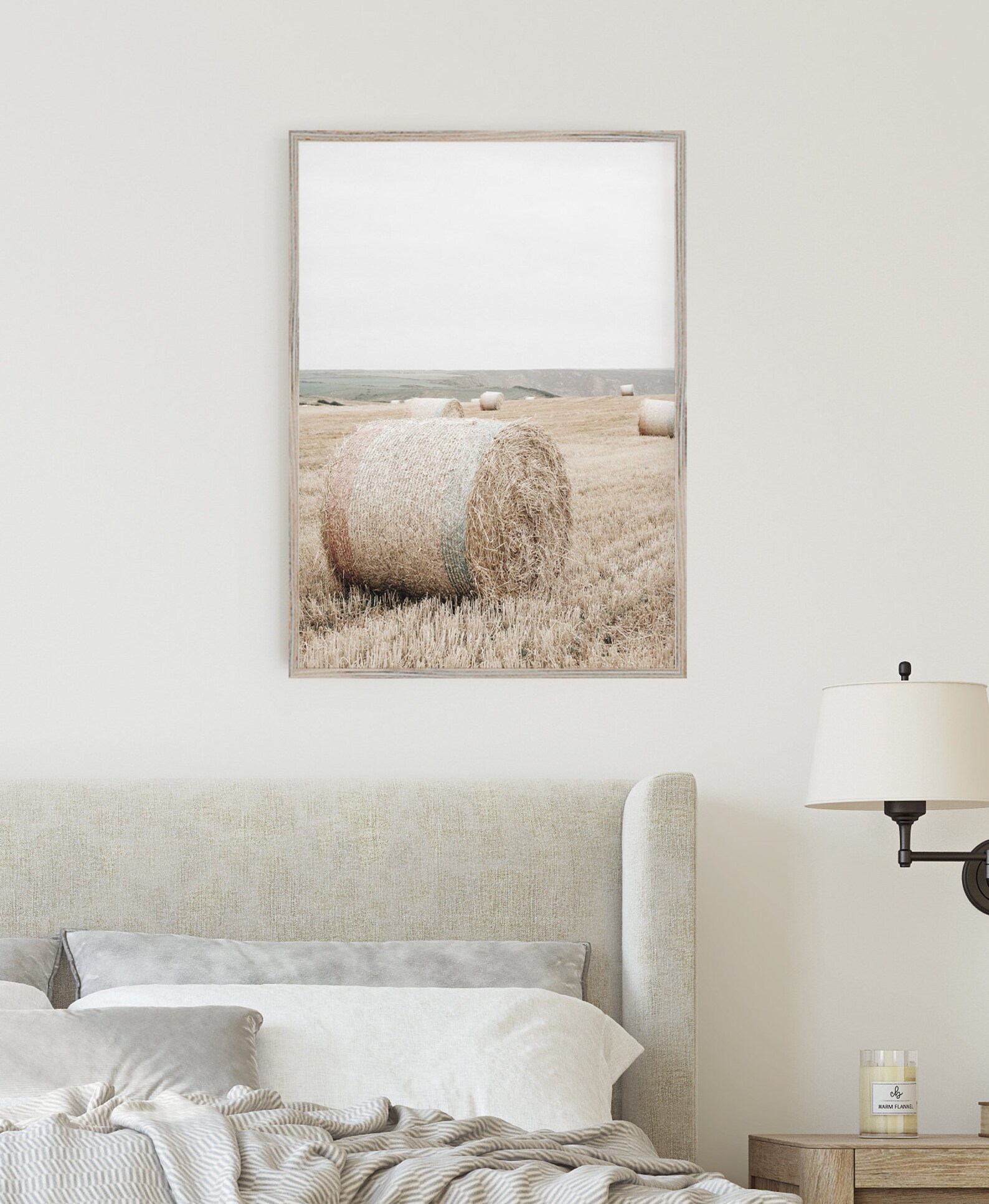 Round Bale of Hay, Hay Field Wall Art, Round Bale in Open Field, Bale ...