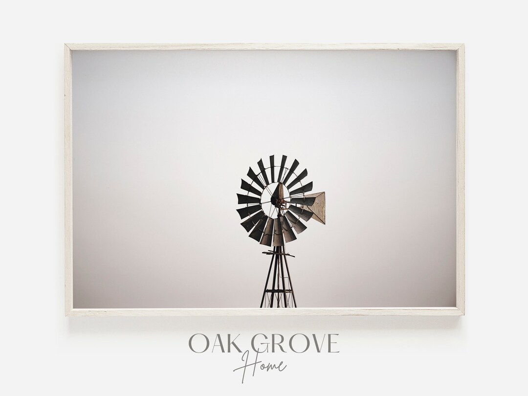 Windmill on Farm, Rustic Country Decor, Windmill Wall Art, Farmhouse ...