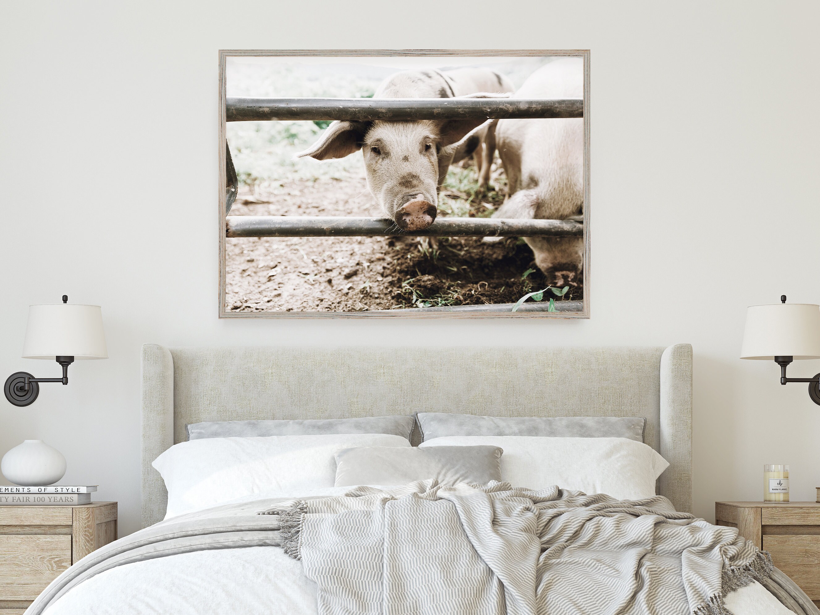 Pig Photography, Farmhouse Printable, Pigs in Barnyard, Rustic Country ...